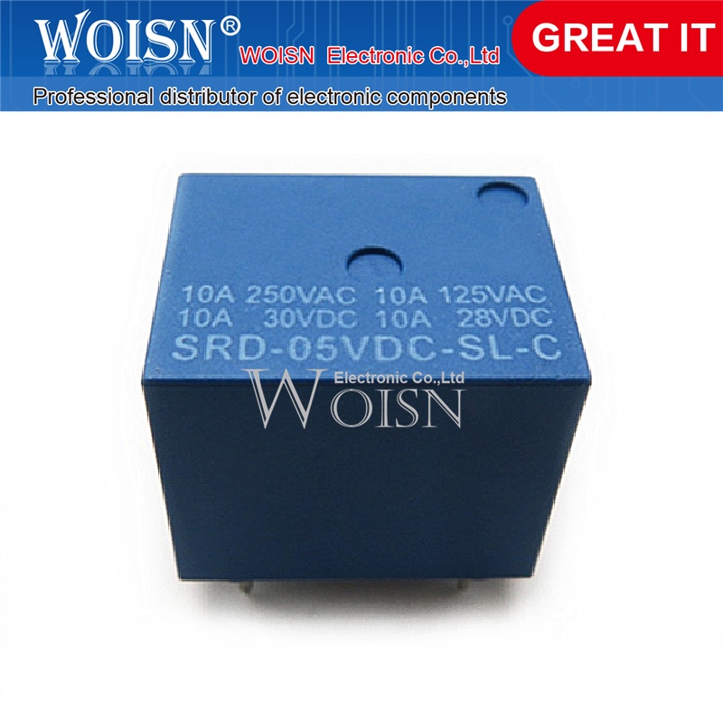 5 PCS 5V DC Power Relay SRD-05VDC-SL-C T73-5V SRD-5VDC-SL-C 5Pin PCB ...