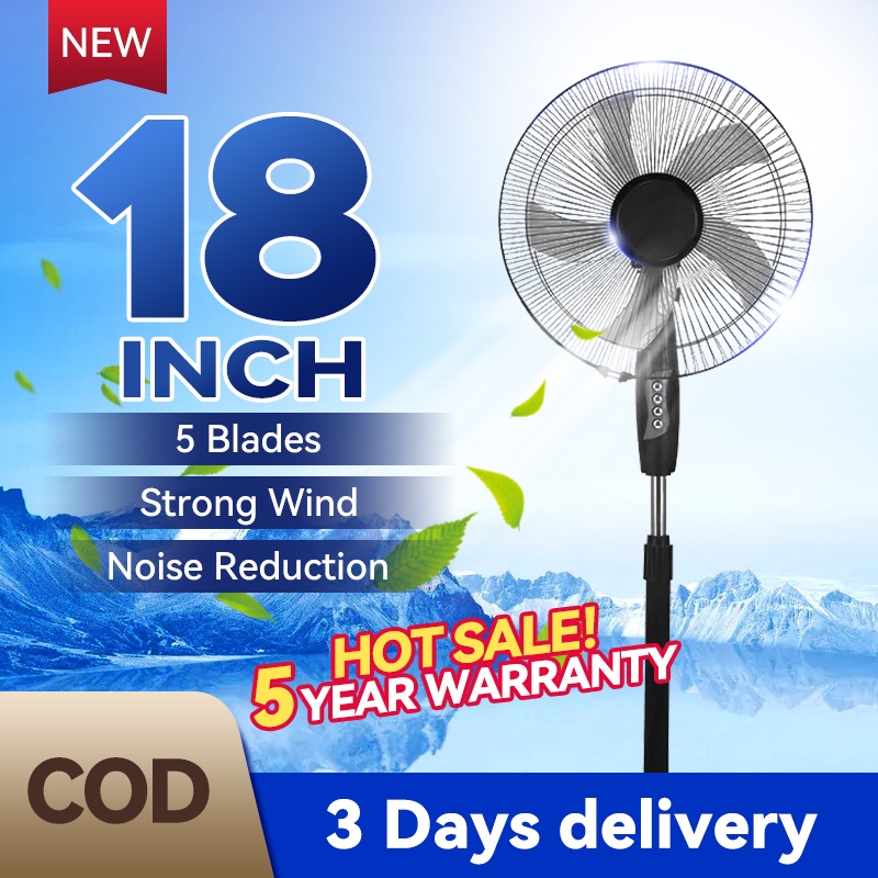 Electric Fan Stand Fan 16 Inch Floor Fan Strong Wind 3 Speed Adjustable ...
