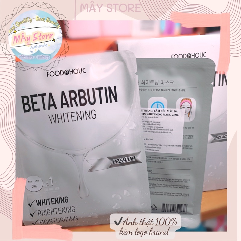 Foodaholic Beta Arbutin Whitening Mask for Even Skin Tone 23ml | Shopee ...
