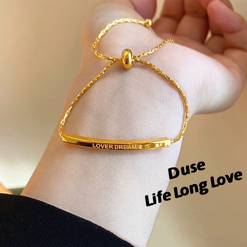 DUSE 18k Gold Premium Design Adjustable Bracelet Couple Simple Wild ...