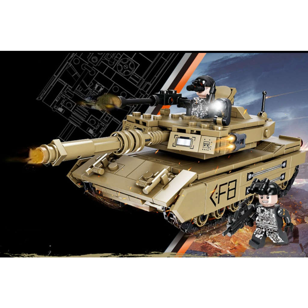 406PCS MOC WW2 M1A2 Abrams Main Battle Tank Figure Model Toy Building ...