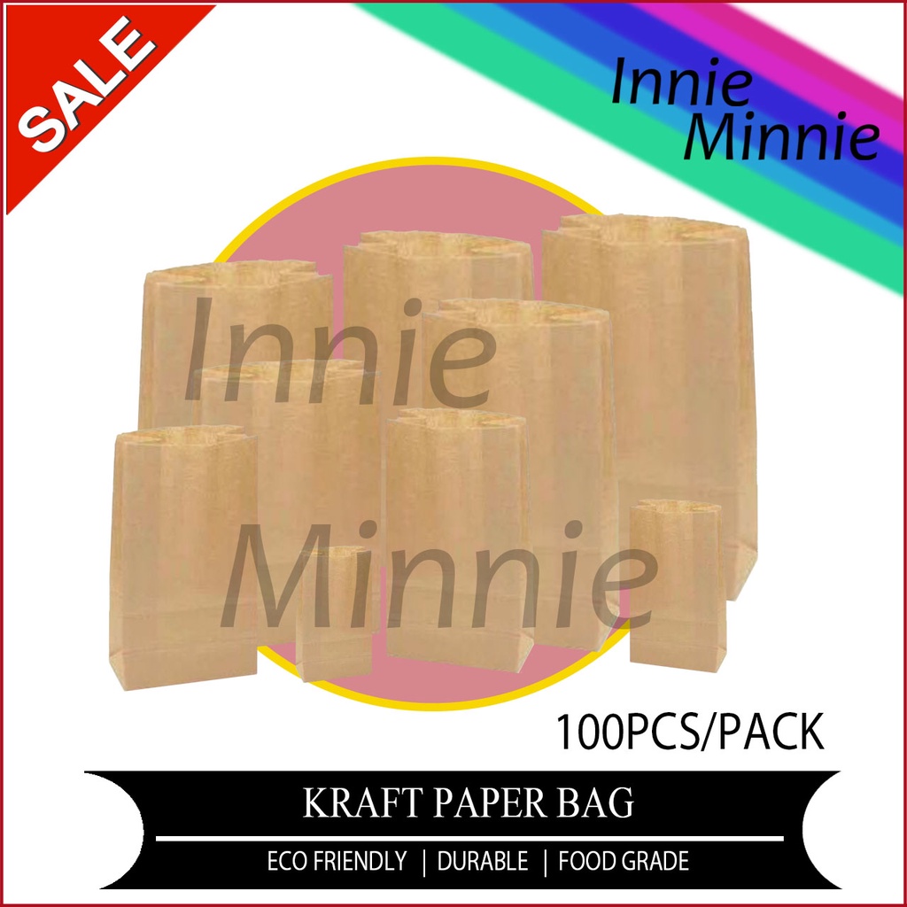 [100pcs] KRAFT PAPER BAG / SUPOT # 1 2 3 4 5 BROWN BAG 1of3 | Shopee ...