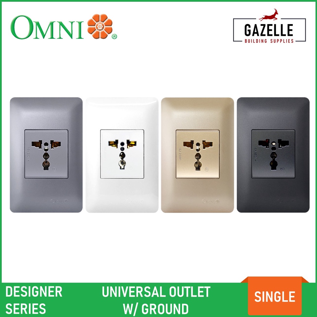 Omni Designer Series Universal & USB Outlets 16A 1 / 2 / 3 Gang Ivory ...