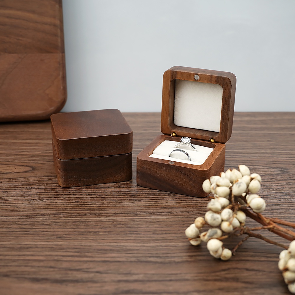 Wood Jewelry Ring Box Wedding Ring Holder Jewelry Display Case | Shopee ...