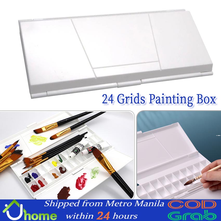 【SOYACAR】24 Grids Paint Palette Tray Foldable Watercolor Palette Artist Watercolor Oil Painting ...