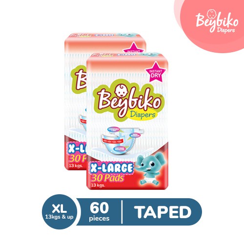 Beybiko Diapers Extra Large (13 Kgs Up) - 30 Pcs X 2 Packs (60 Pcs ...