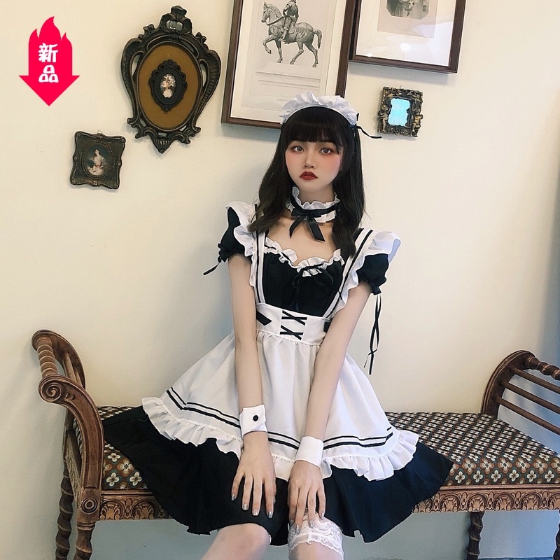 Haruka Set Dress Japanese Kawaii Maid Costume Cosplay Lolita Maid ...