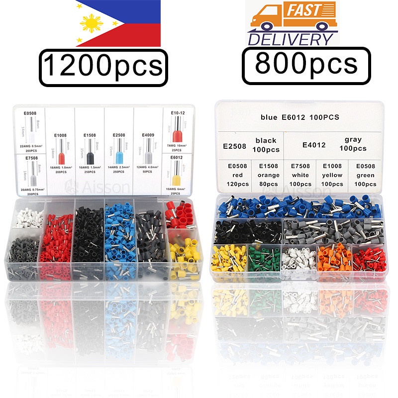 1200pcs Wire Copper Crimp Connector Insulated Cord Pin End Terminal ...