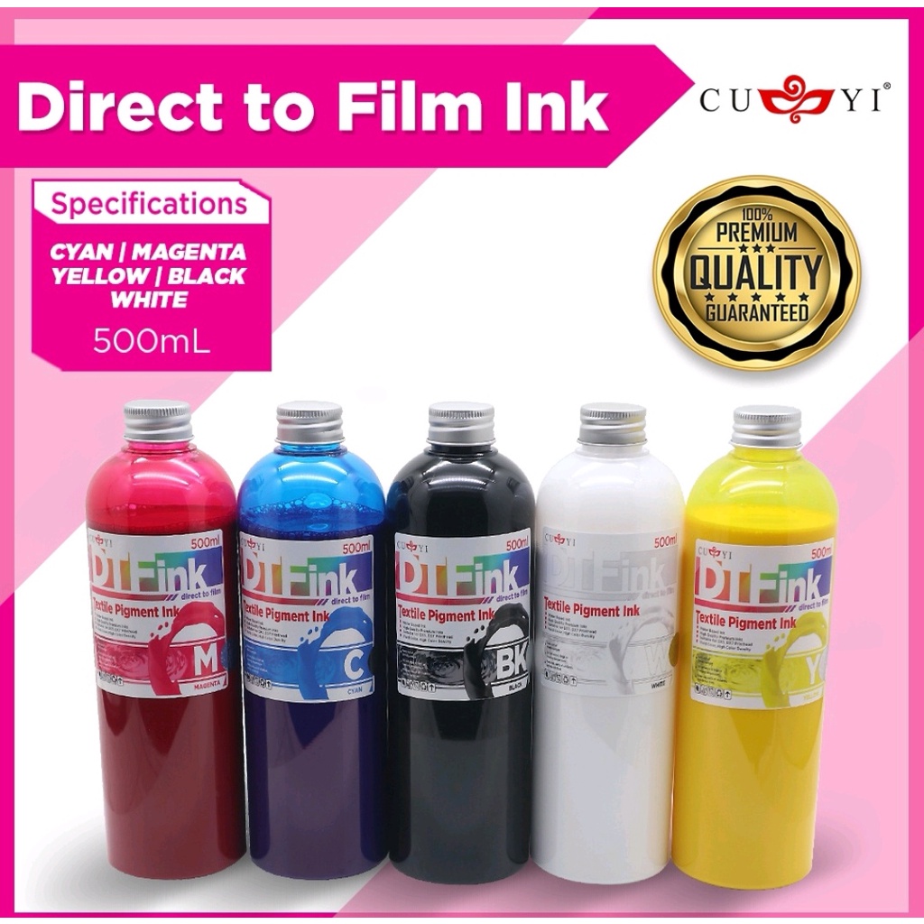 500ml DTF Direct to Film Textile Pigment Ink (C, M , Y , BK , White ...