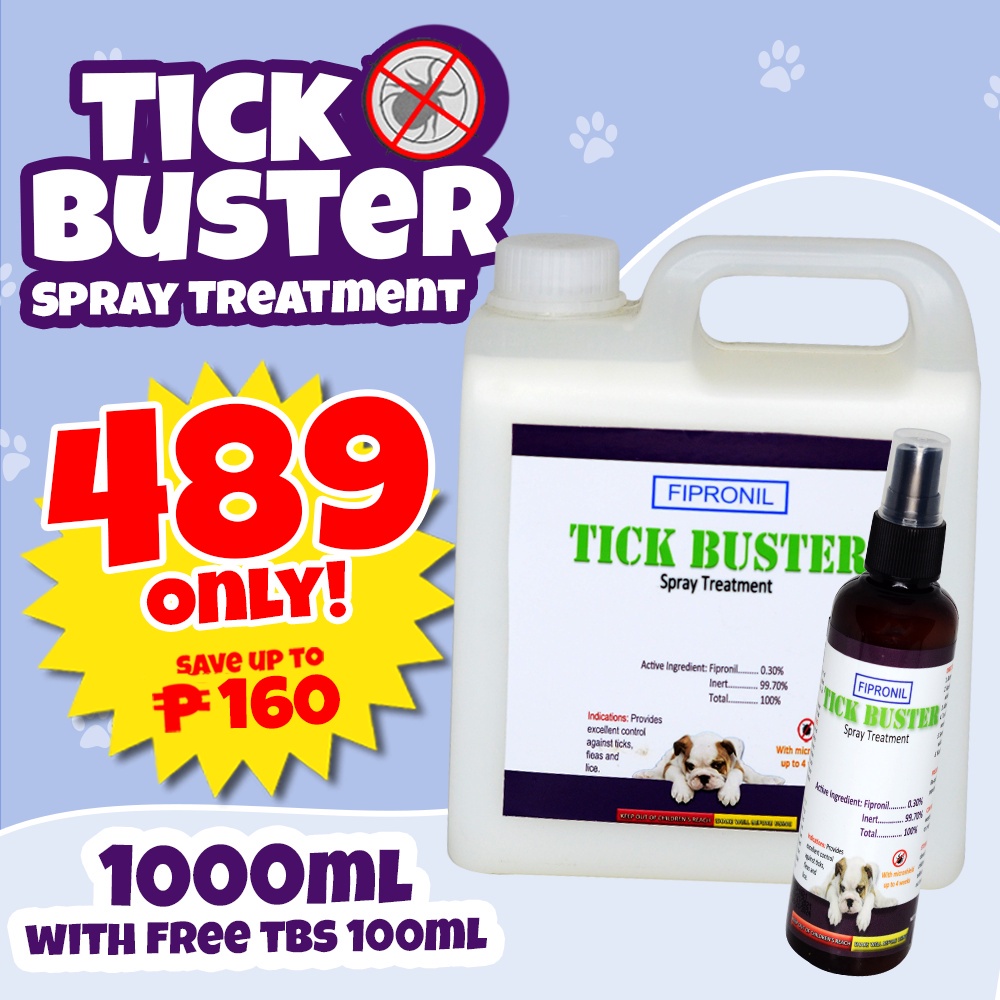 ♕BOB-Tick Buster Fipronil Spray 1000mL with Free 100mL (Anti Garapata ...