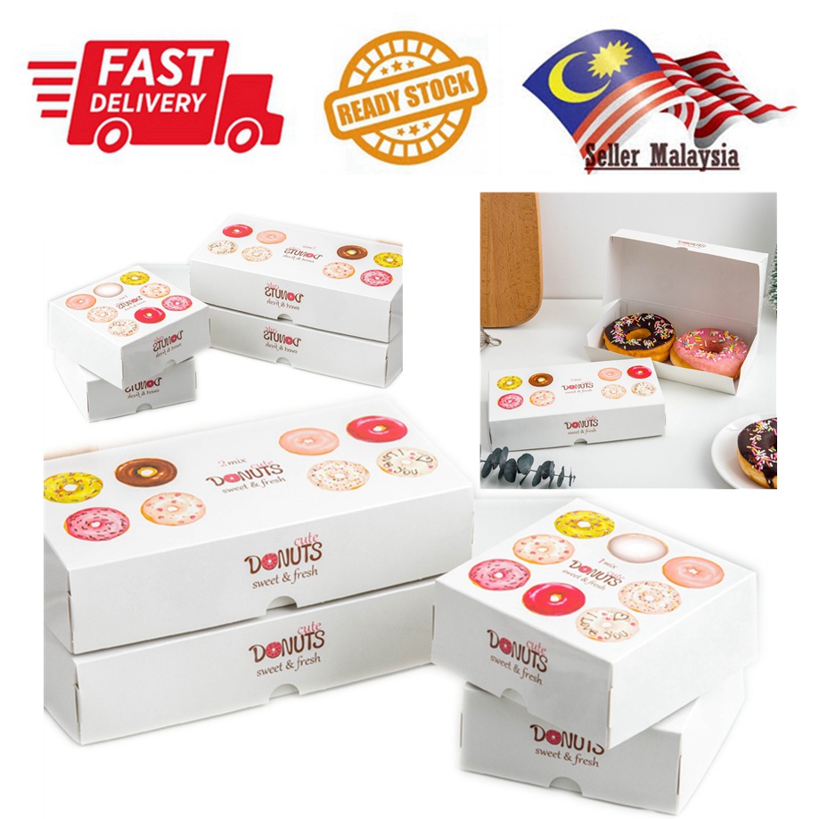Donut Box 1pcs 2pcs 3pcs 4pcs Donut Paper Box / Doughnut Box / Cookies ...
