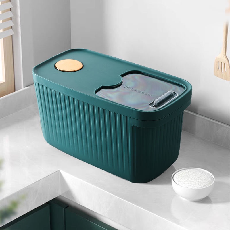 Rice Storage Box Grain Cereal Dispenser Bucket Flip Lid Food Organizer ...