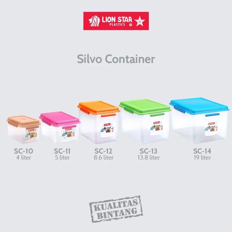 Storage / Multipurpose Box / Silvo Container 5, 8.6, 13.8 Liter Transparent Lion Star | Shopee ...