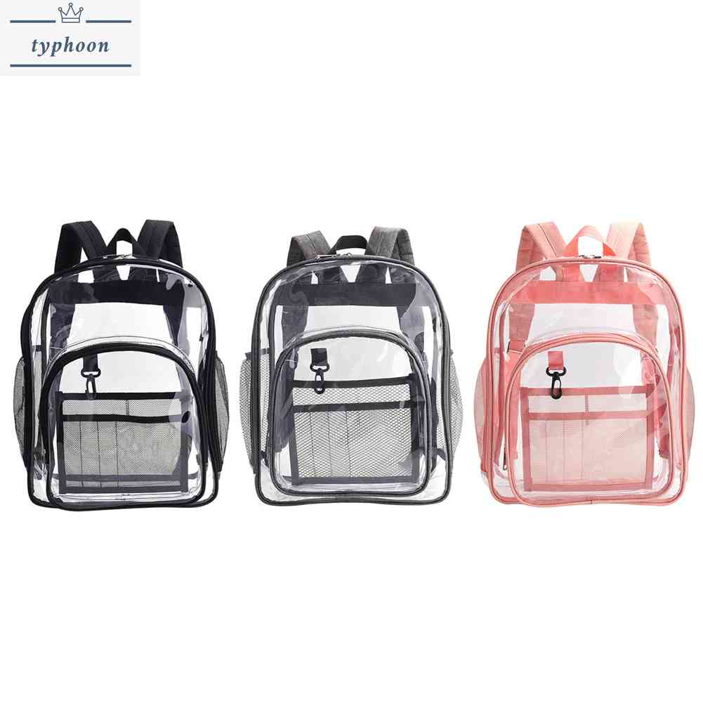 Transparent Waterproof PVC Rucksack College Student Solid Shoulder ...