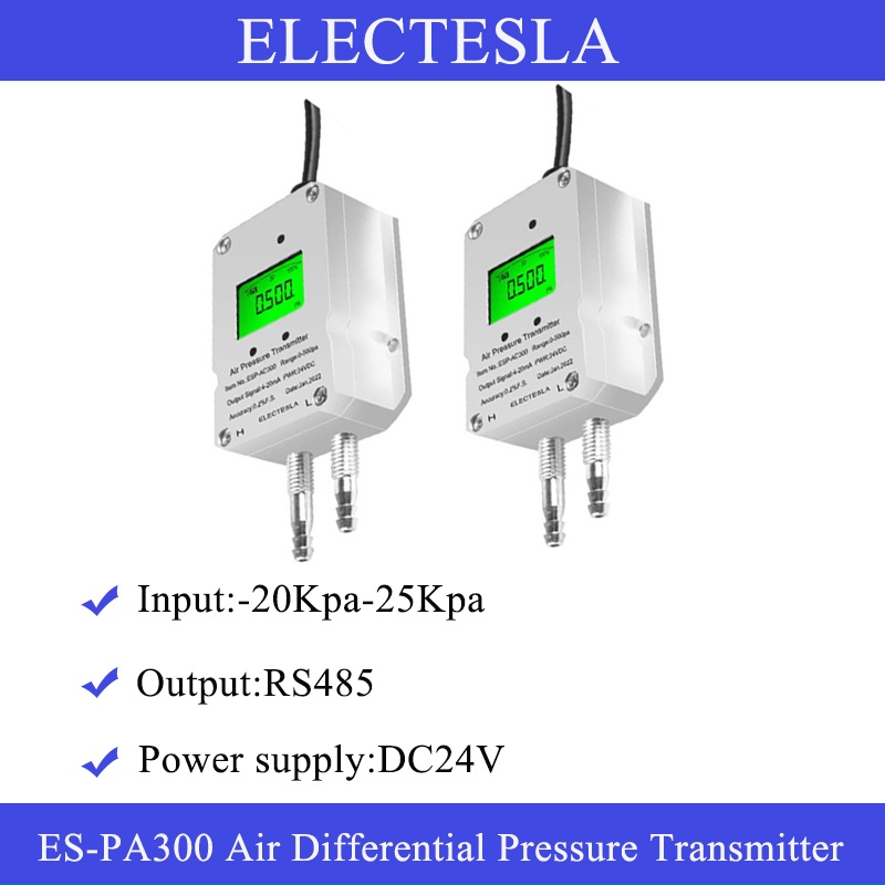 ESP-AE300 LCD Display Wind Pressure Transmitter RS485 Output Fan Duct ...