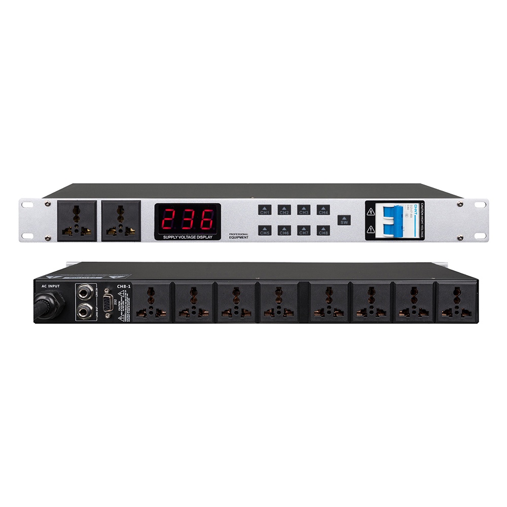 Rack Mount AC Power Regulator/Sequencer with Surge Protection, Voltage Display, Outlet Power, 1U ...