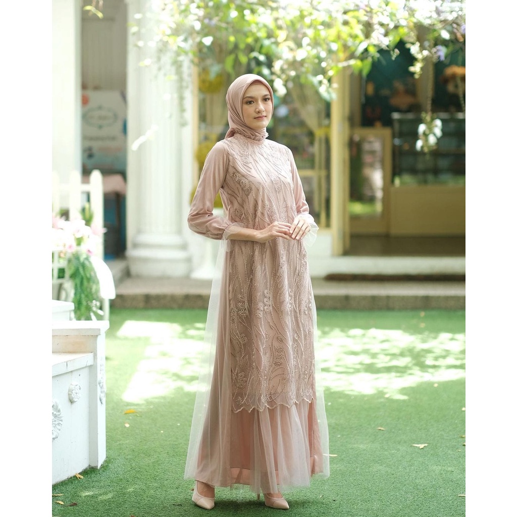 Ada JUMBO LD 120/MALIKA DRESS Brocade Brocade Layer VELVET Combination TULLE Brocade Balloon ...