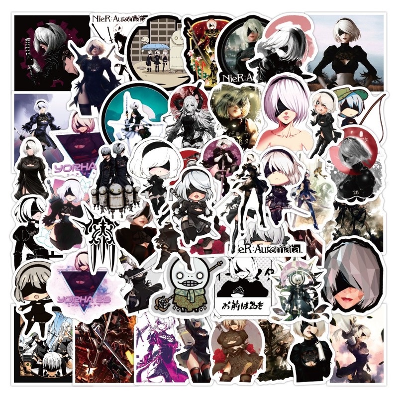 Z&M NieR:Automata Stickers 50Pcs/Set Anime Waterproof Stickers Decal ...