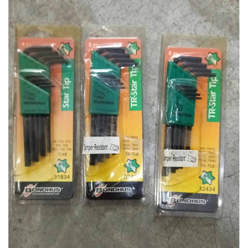 BONDHUS TR-STAR TIP(TORX) TORX KEY SET T9-T40 ( TAMPER RESISTANT ...