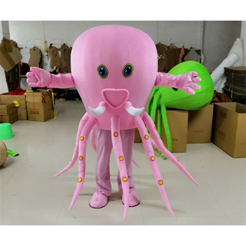 Mascot Pink Green Octopus Mascot Costume Custom Fancy Costume Ocean ...