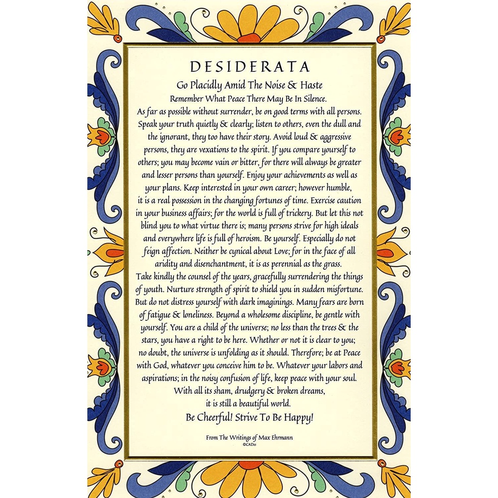 Motivational Art Poster Desiderata Poem By Max Ehrmann Abstract ...