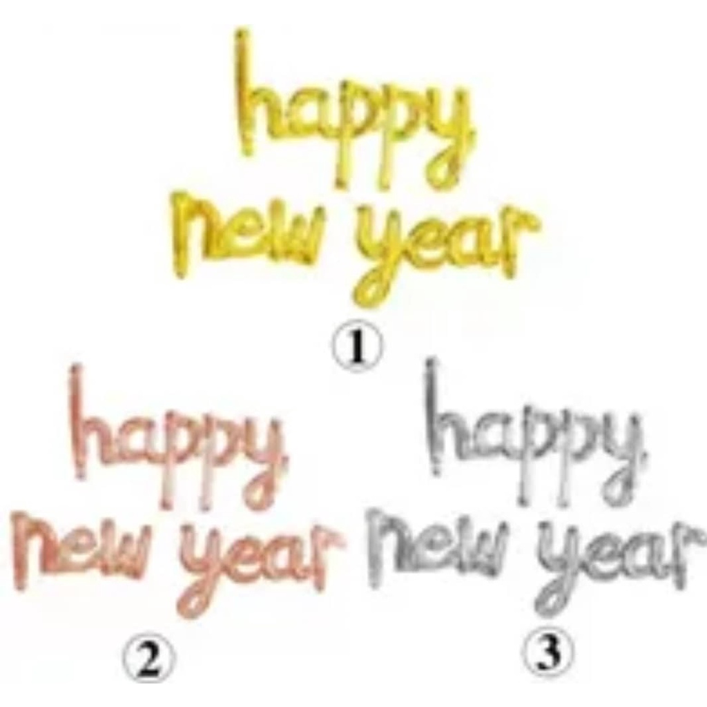 HAPPY NEW YEAR Cursive FOIL BALLOON SET Banner | Shopee Philippines