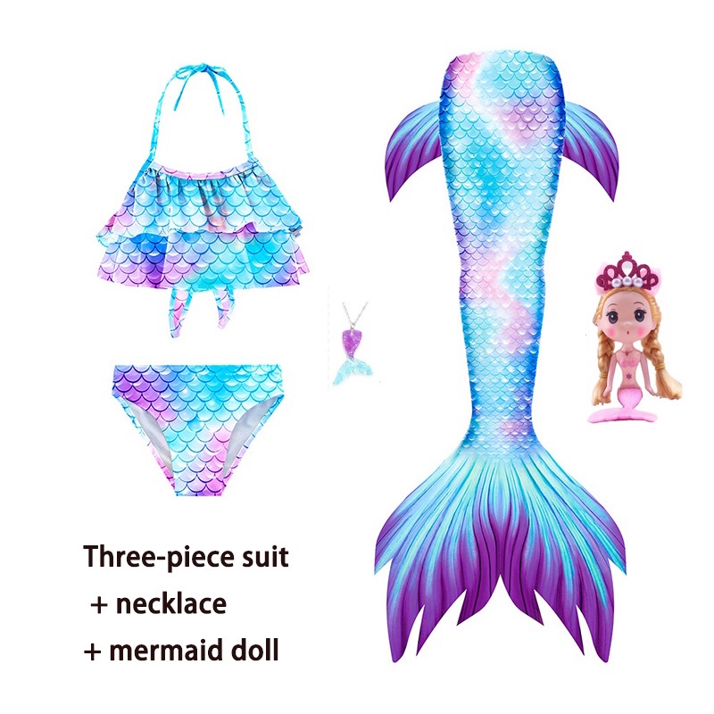 Girls Tail Mermaid Tails Beach Clothing Costumes With Monofins Bikini