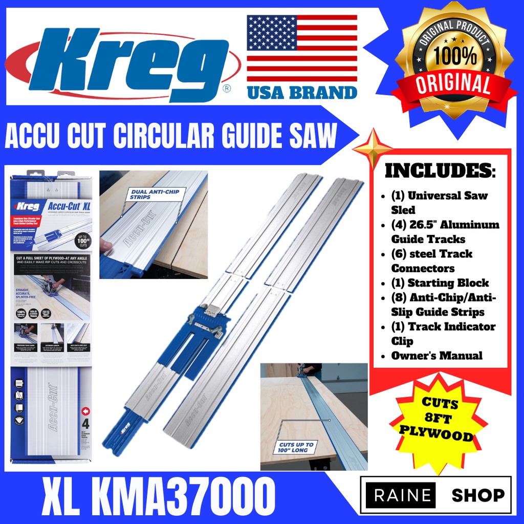 Original KREG Accu Cut XL Universal Guide Track 8 Feet KMA3700 | Shopee ...