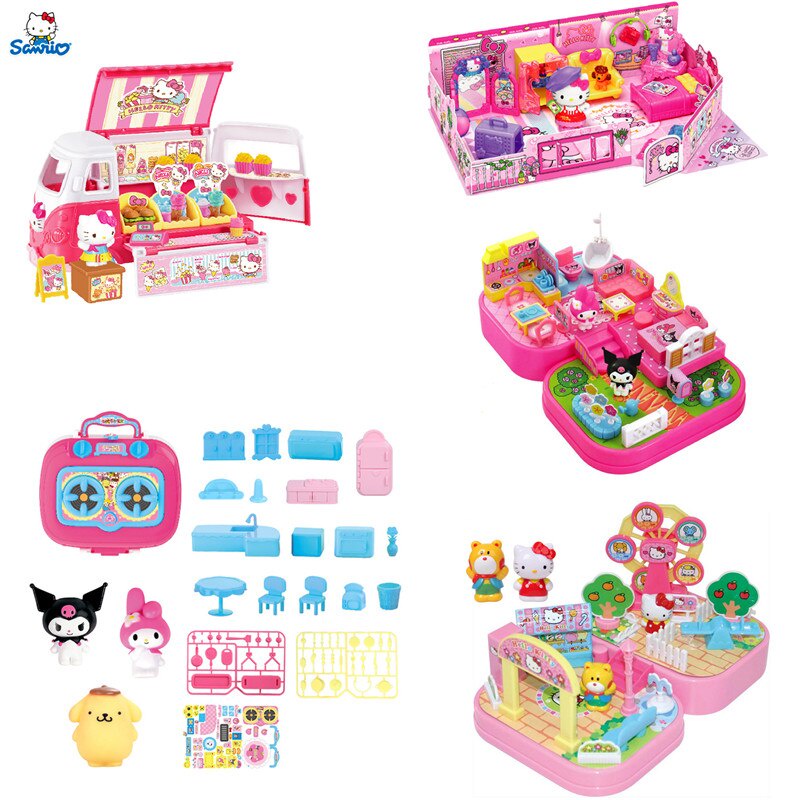 Original Anime Hello Kitty Mini Figures My Melody Kt Cat Kitchen ...
