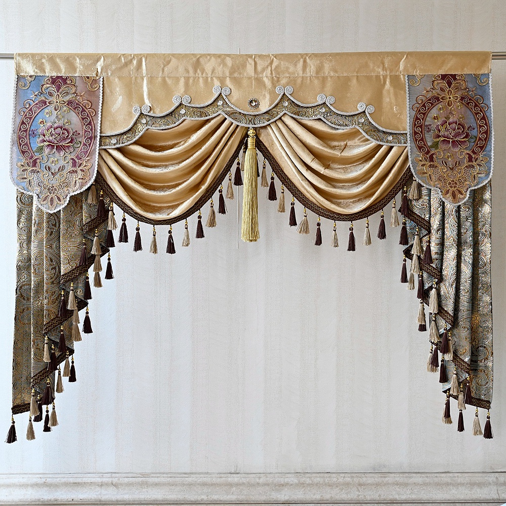 Customized European Style Swag Waterfall Valance for Living Room Luxury ...