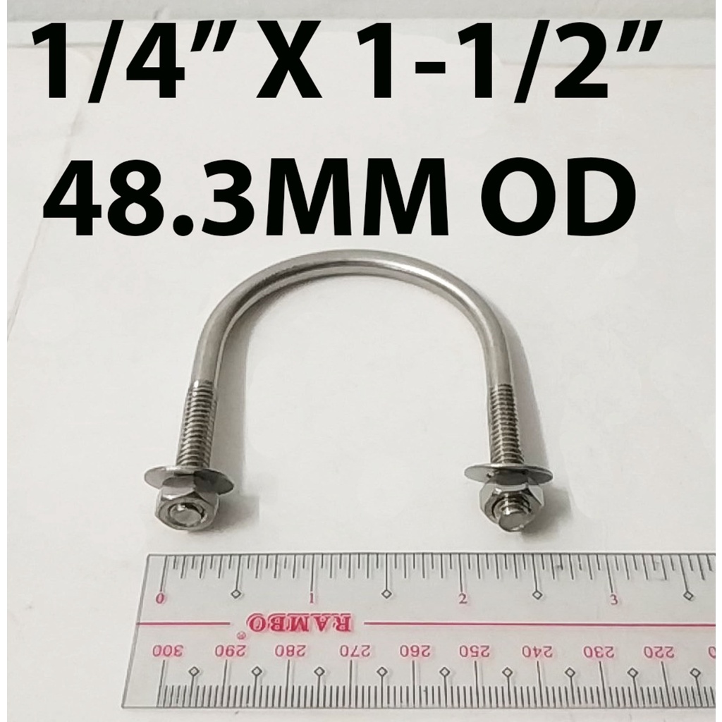 SS UBOLT 1/4" X 1-1/2" STAINLESS STEEL U BOLT U-BOLT 1/4" DIA. X 1-1/2 ...