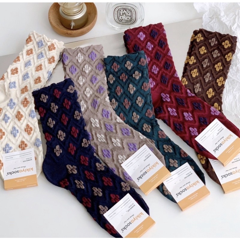 Korean Socks - Small Flower Diamond Socks - Iconic Socks | Shopee ...
