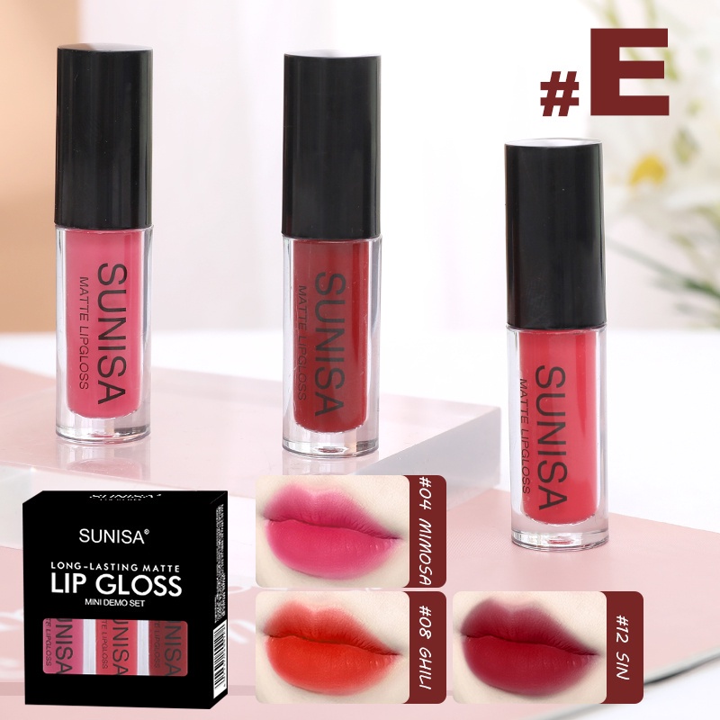 sunisa 3Pcs/Set Waterproof Liquid Lipstick Lip Gloss HOT | Shopee ...