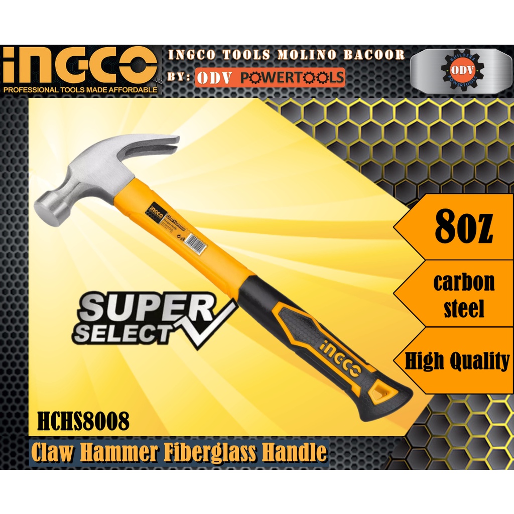 Ingco Claw Hammer Fiberglass Handle 8oz HCHS8008 - ODV POWERTOOLS ...