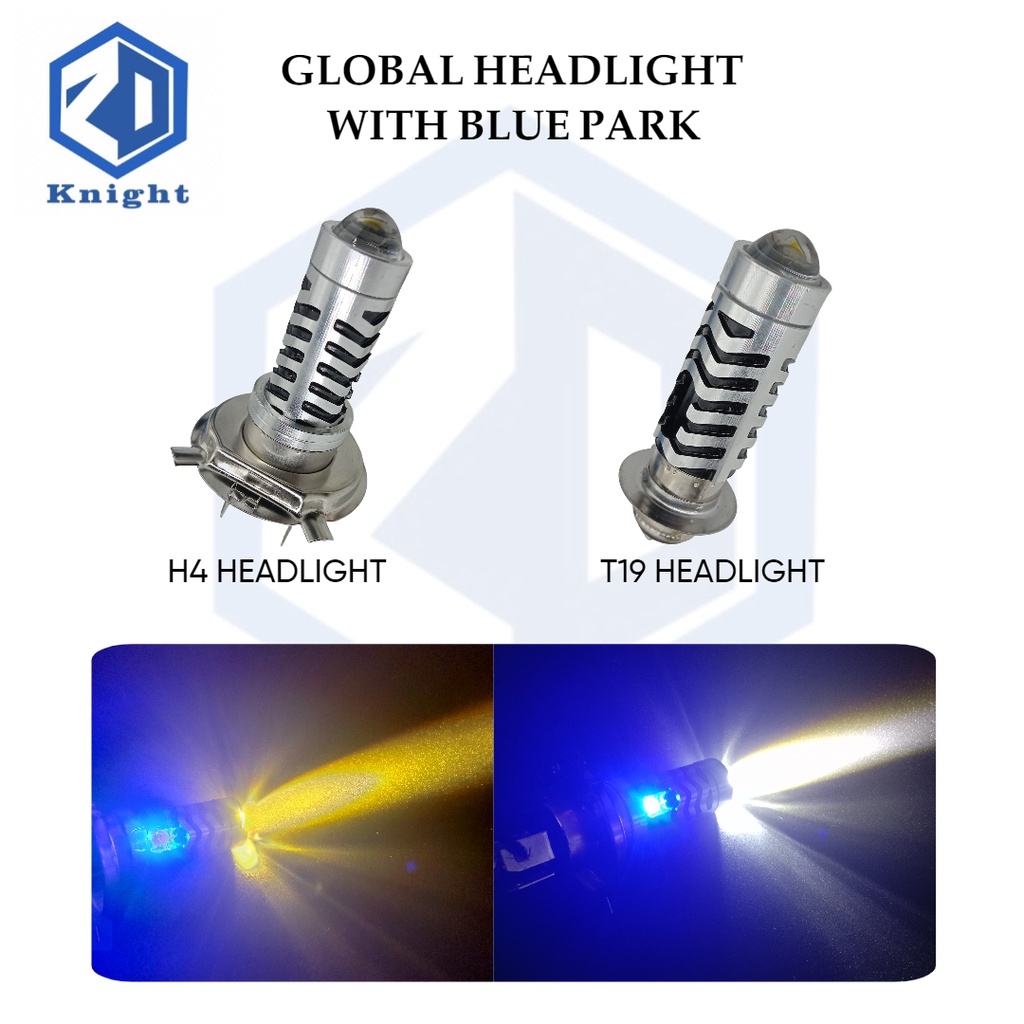 KNIGHT MOTORCYCLE MINI DRIVING LIGHT HI/LO HEADLIGHT WITH BLUE PARK LIGHT H4/T19 | Shopee ...