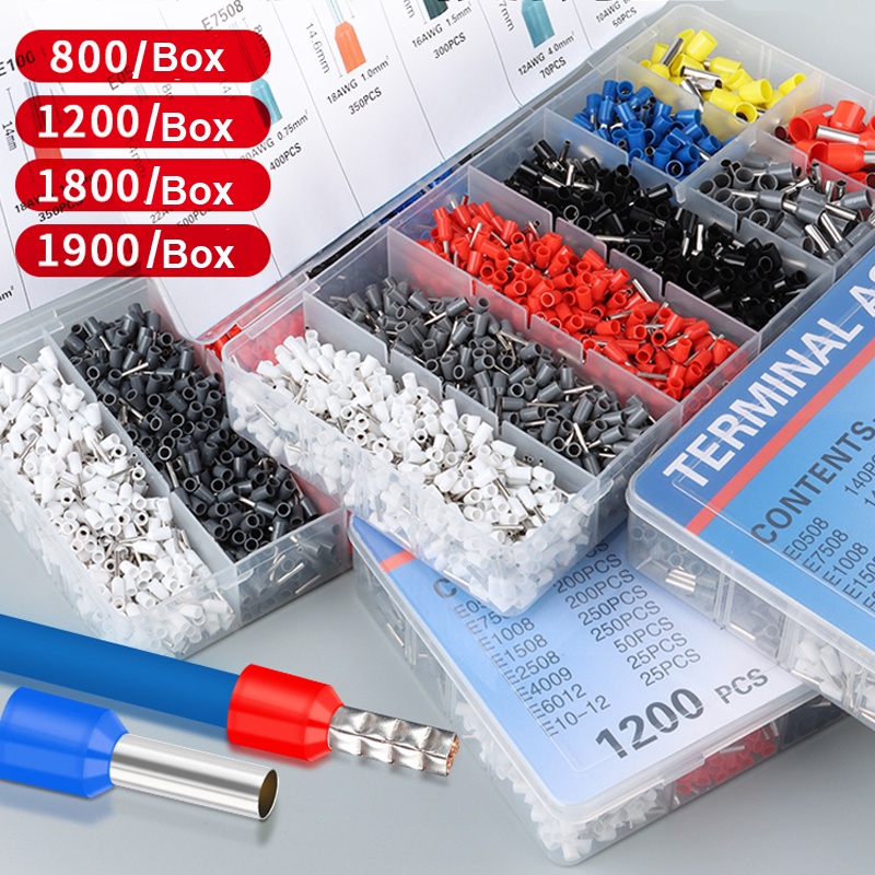 800/1200pcs Wire Copper Crimp Connector Insulated Cord Pin End Terminal ...