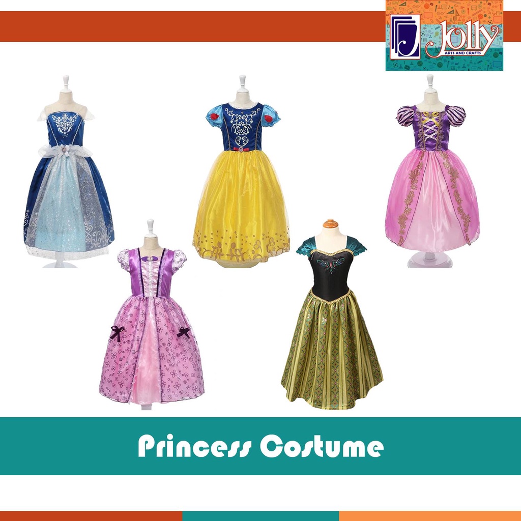 Disney Princess Dress Costume Long Gown Silk Halloween Theme Costume Party With Free Pencil Case