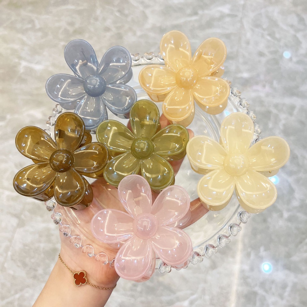 Ins Jelly Color Large Flower Hair Clamp Hair Accessories | Shopee ...