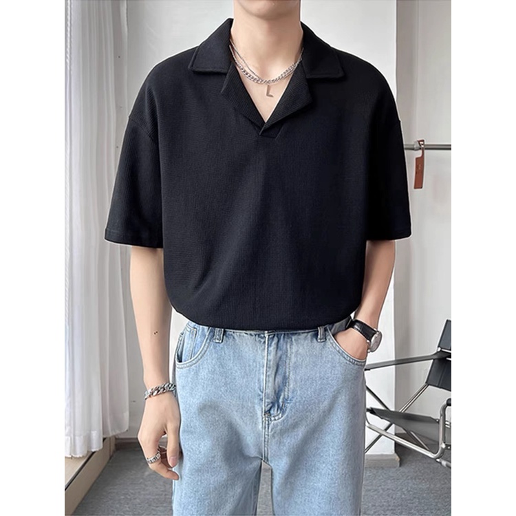 Huilishi Korean Oversized Polo Shirt for Men 3 Colors Size M to 2XL ...