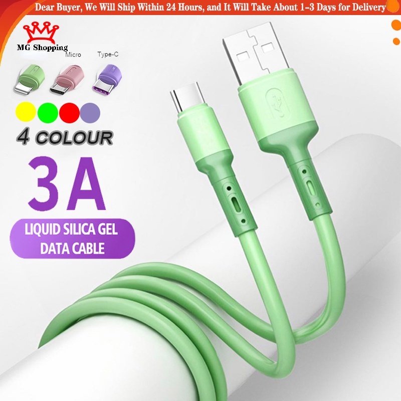 3A Fast Charging Cable Lighting/Type-C/Micro USB Data Cable for Phone ...