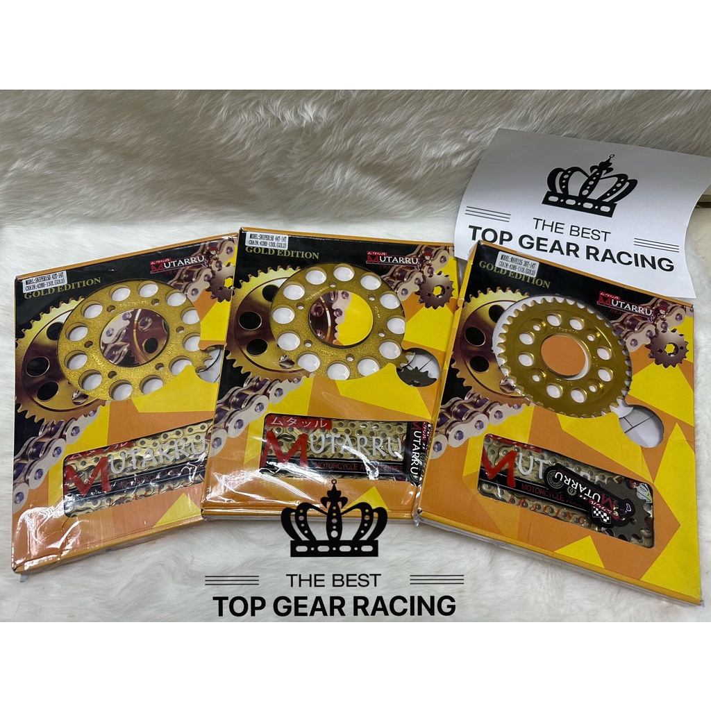 MUTARRU CHAIN SET GOLD BLACK SNIPER150 WAVE125 RAIDER150 14/42,43,44,45 ...