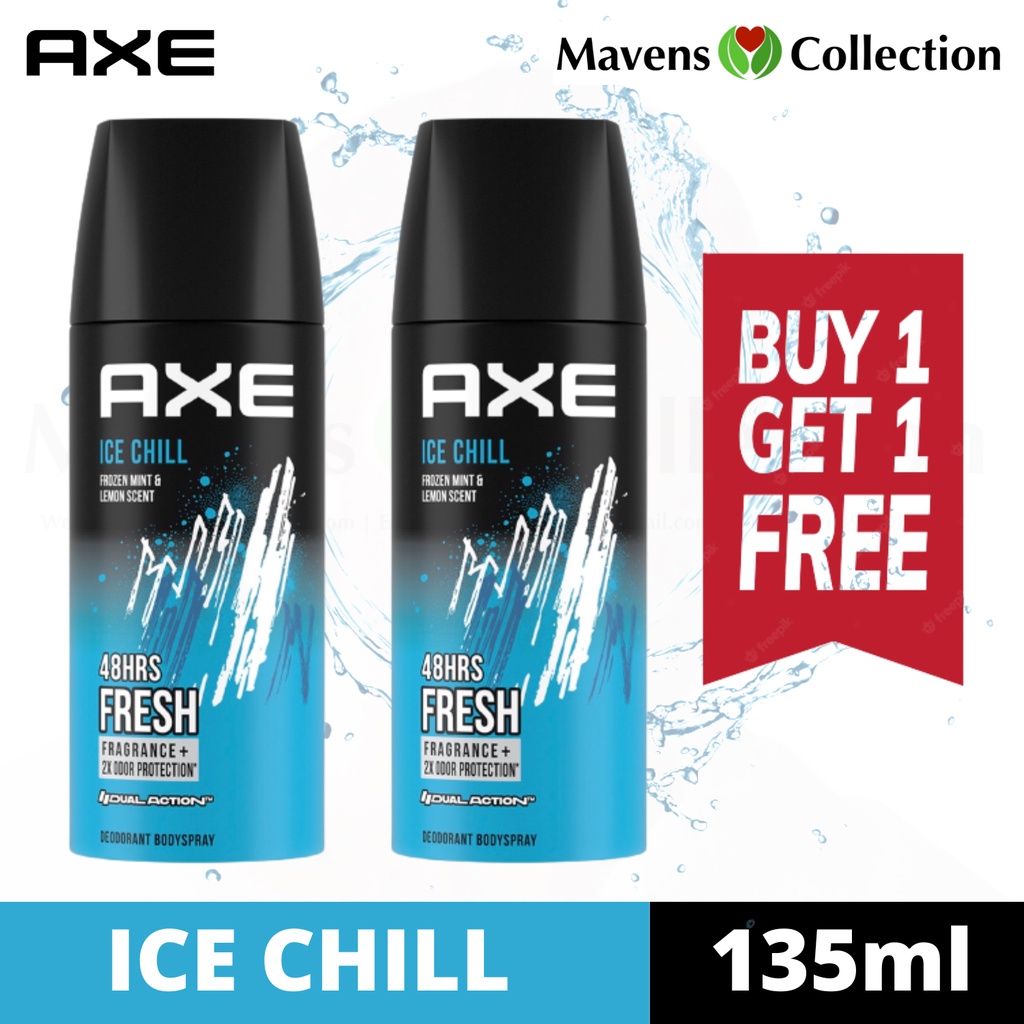 AXE 135ml Deodorant Body Spray ICE CHILL Frozen Mint Scent 48H Fresh ...