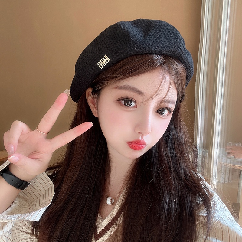 Black Sweet Cool Beret Female Autumn Winter Japanese Style Big Head ...