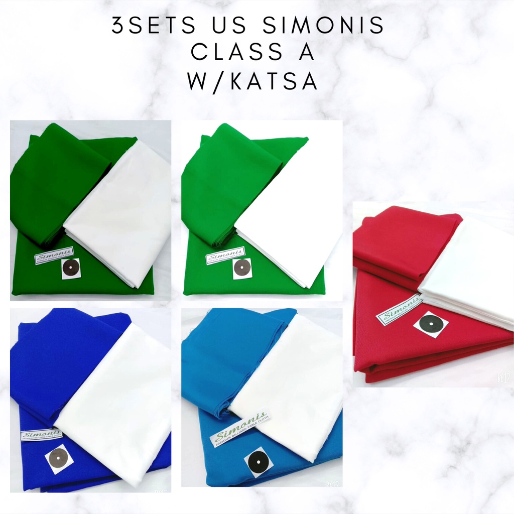 3 SET. US SIMONIS CLASS A BILLIARD CLOTH W/ KATSA STANDARD SIZE ...