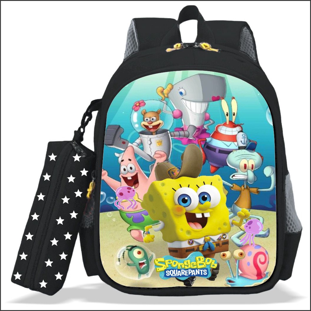 Spongebob Character Boys School Backpack 2in1 Bonus Pencil Case PREMIUM ...