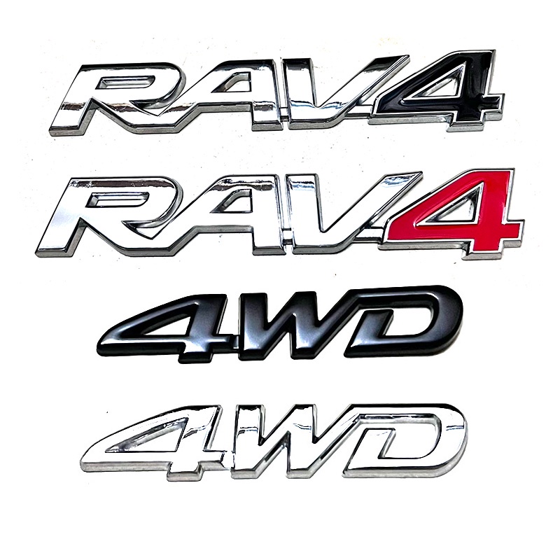 For Toyota Logo Emblem Modification Decorate RAV4 Emblem Metal 4WD four ...