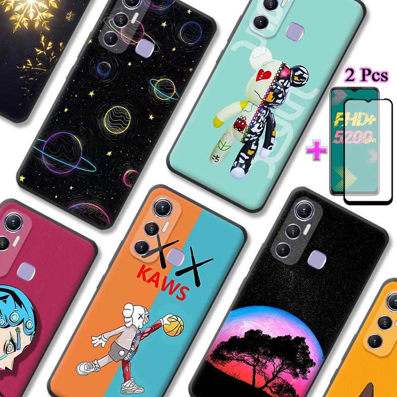 2 IN 1 Infinix Hot 11 X662 X662B X689F Silicone Case With Tempered ...