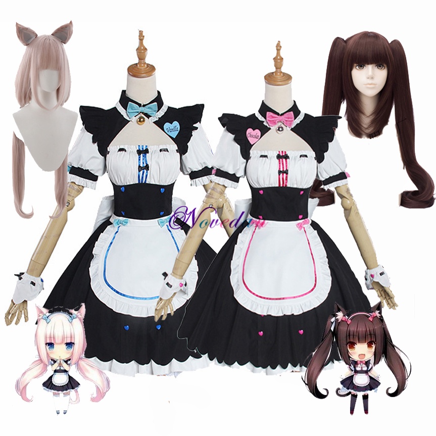 `Anime Chocola NEKOPARA Cosplay Chocola Vanilla Maid Dress Costume Cat ...