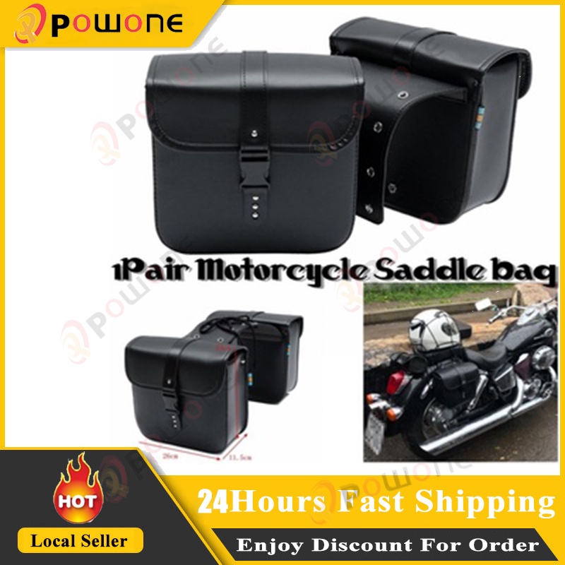 1 Pair Motorcycle Saddle Bag Bike Side Storage Fork Tool Pouch Pu ...
