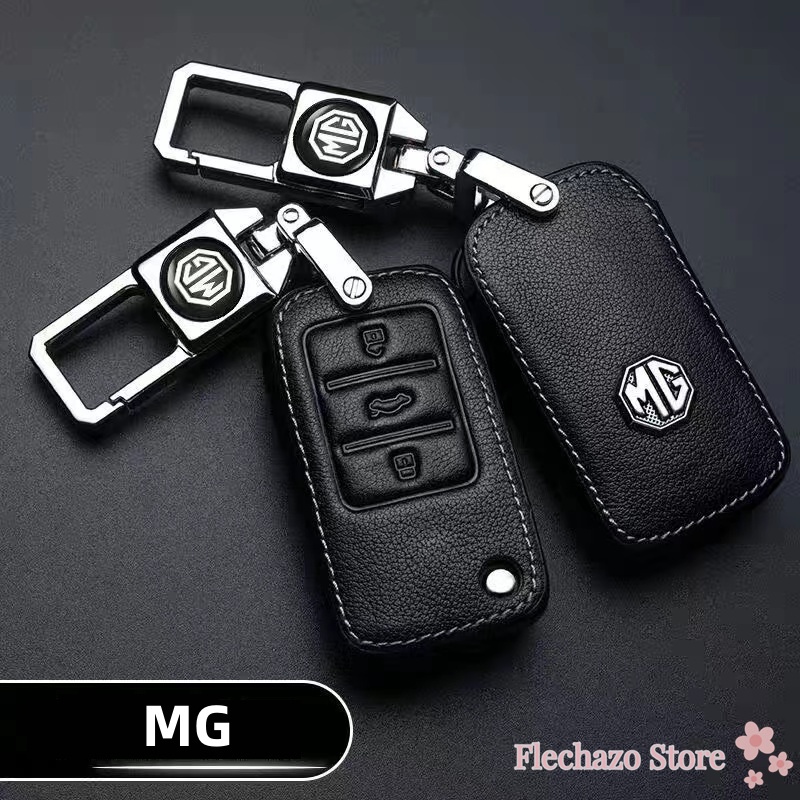 Car Leather Key Bag Keyless Remote Protection Case Metal Keychain Bag ...